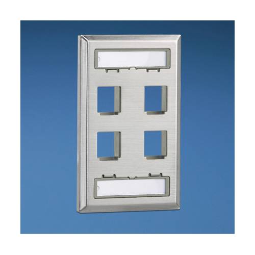 Panduit® NetKey® NKF4S Flat Vertical Faceplate, 1 Gangs, 4 Ports, Mini ...