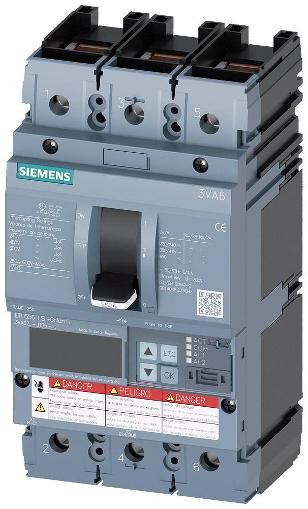 Siemens 3VA6210-7JT36-0AA0 3VA6, 3, 600, 480 V, 100 A, 35kAIC at 600V ...