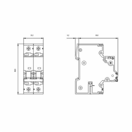 Sentron 5SY4502-5 Miniature Supplementary Protector, 480 VAC, 2 A, 5 kA ...