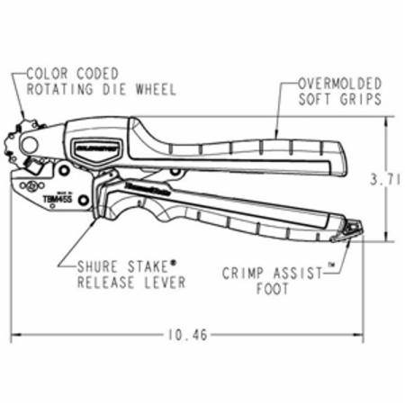 Color-Keyed® TBM45S Manual Crimping Tool, 8 to 2 AWG, 10 to 6 AWG Cable ...