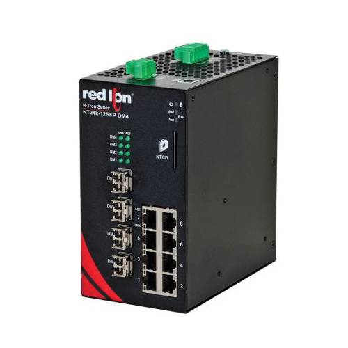 redlion® N-Tron® NT24K-12SFP-DM4 N-Tron® 12-Port Managed Gigabit Ethernet Switch, GUI/Web ...
